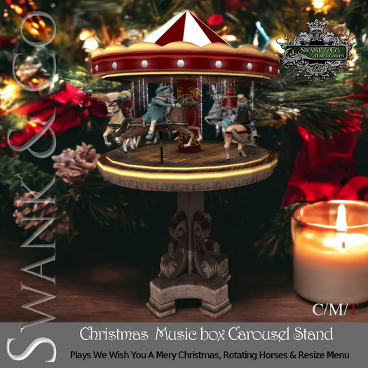 Second Life Marketplace - Swank & Co. Christmas Music Box Carousel Stand